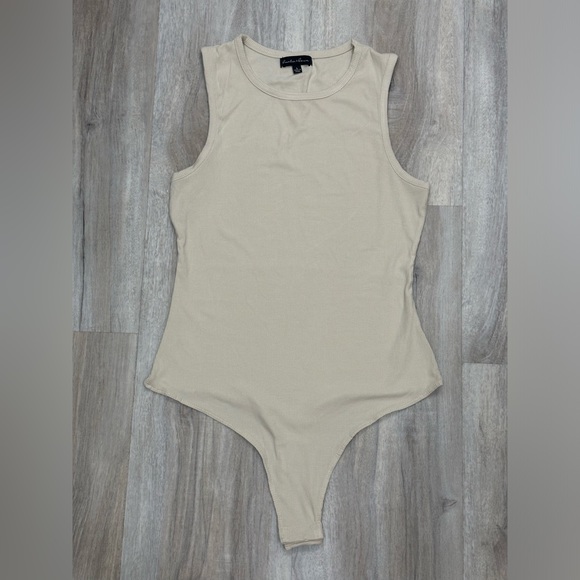 Hunter & Brown | Tops | Hunter Brown Beige Light Brown Bodysuit Large ...